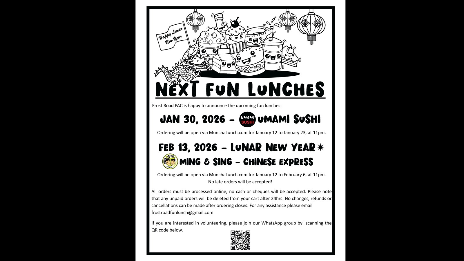PAC FUN LUNCH - January 30th and February 13th