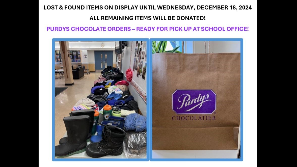 Lost & Found Items on Display in Office Lobby - PURDY's Chocolate ...