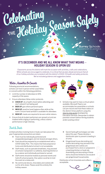 Tips for celebrating the holiday season safely at school!